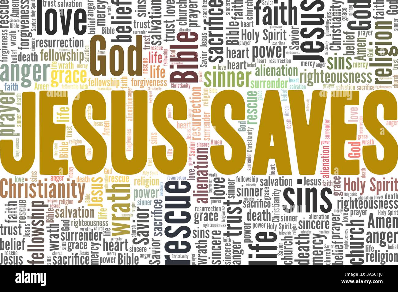 Jesus Saves vector illustration word cloud isolated on white background ...