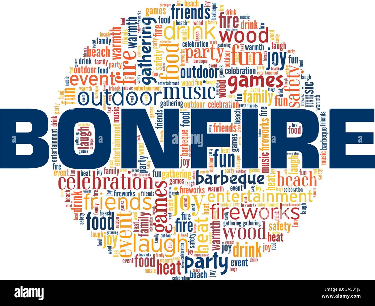 Bonfire vector illustration word cloud isolated on white background ...