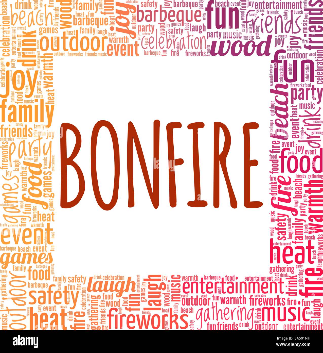 Bonfire vector illustration word cloud isolated on white background ...
