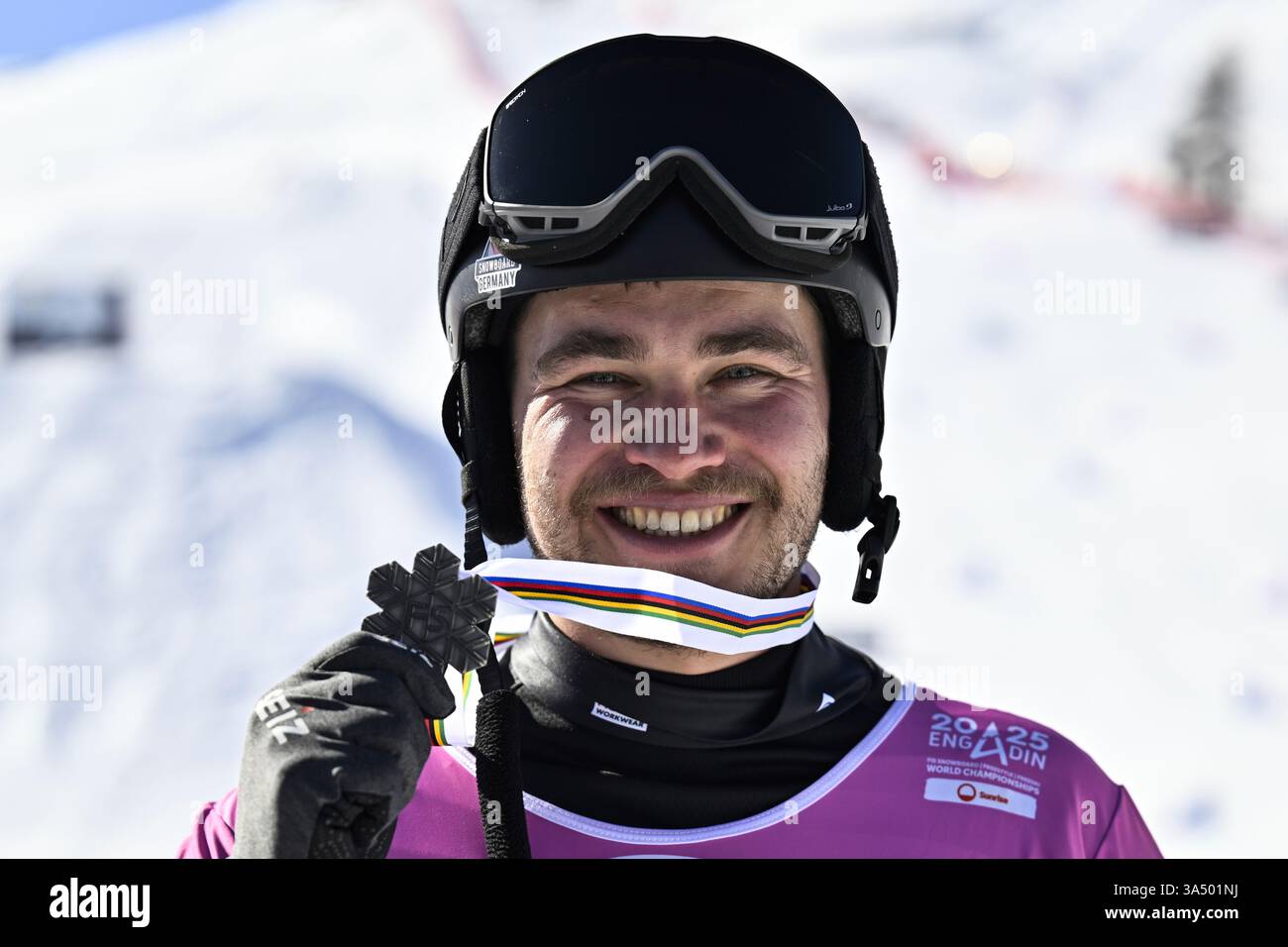 Silver medalist Stefan Baumeister of Germany poses following the ...