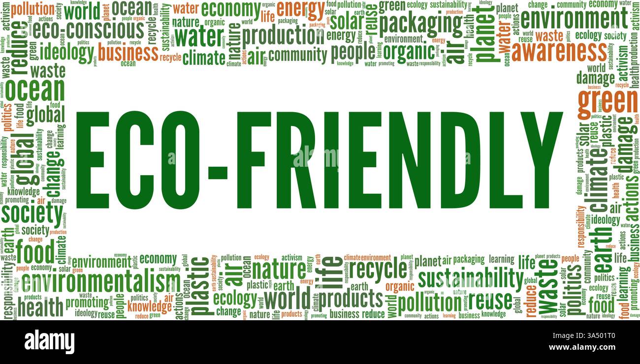 Eco Friendly vector illustration word cloud isolated on white ...