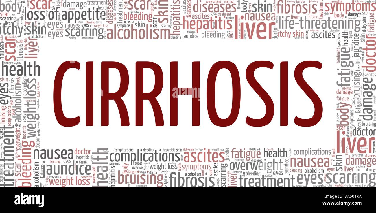 Liver Cirrhosis vector illustration word cloud isolated on white ...