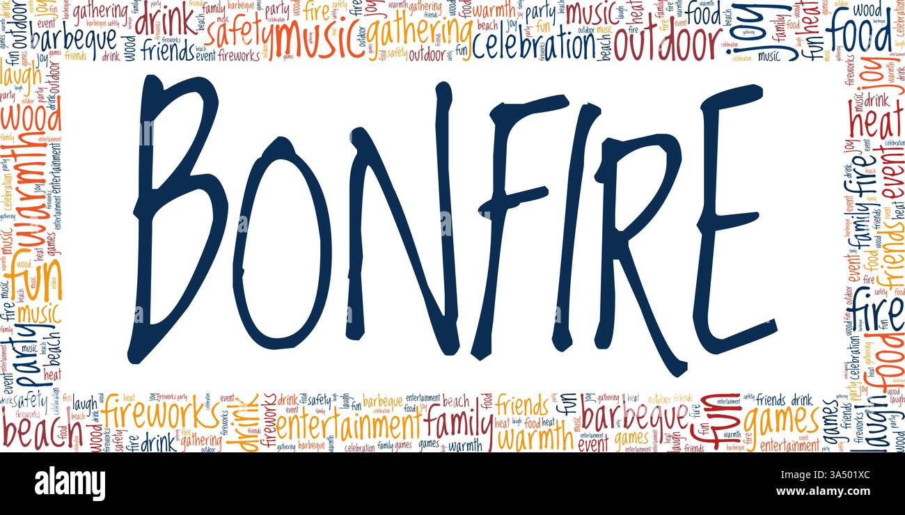 Bonfire vector illustration word cloud isolated on white background ...