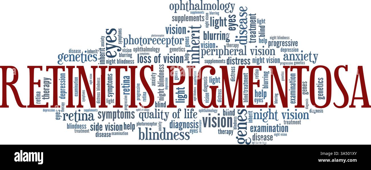 Retinitis Pigmentosa vector illustration word cloud isolated on white ...