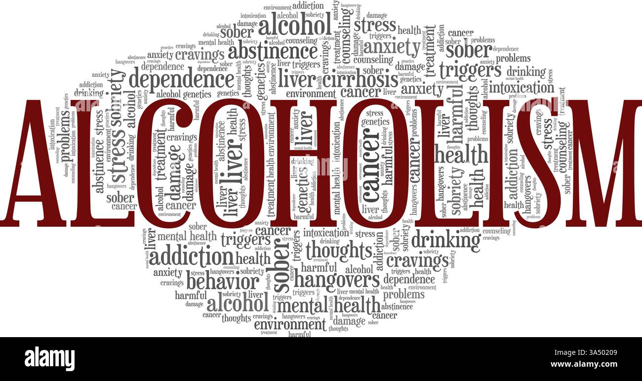 Alcoholism vector illustration word cloud isolated on white background ...