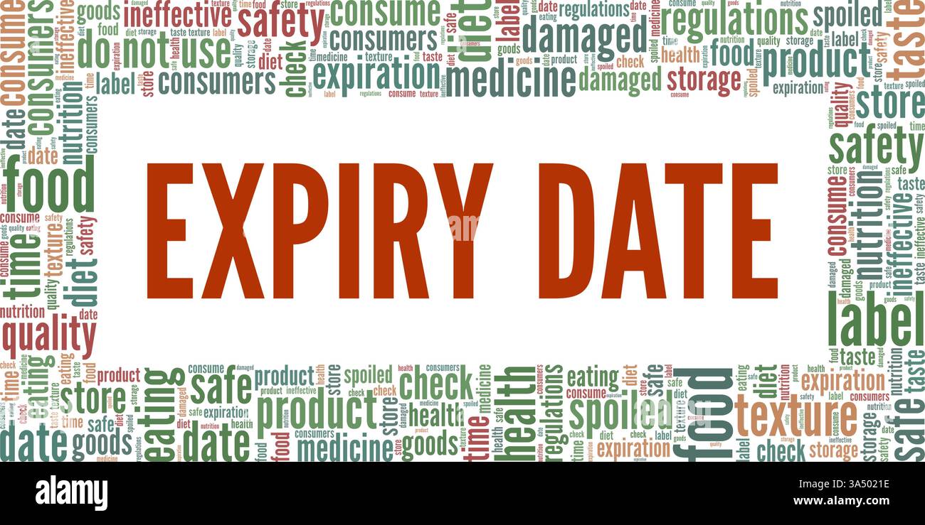 Expiry Date vector illustration word cloud isolated on white background ...