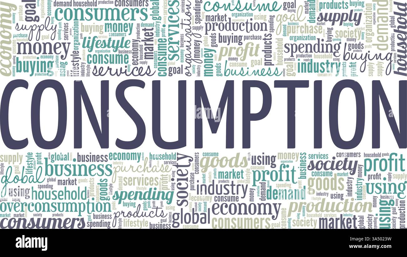 Consumption vector illustration word cloud isolated on white background ...