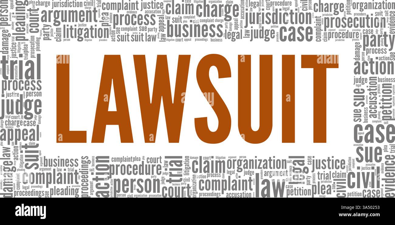 Lawsuit vector illustration word cloud isolated on white background ...