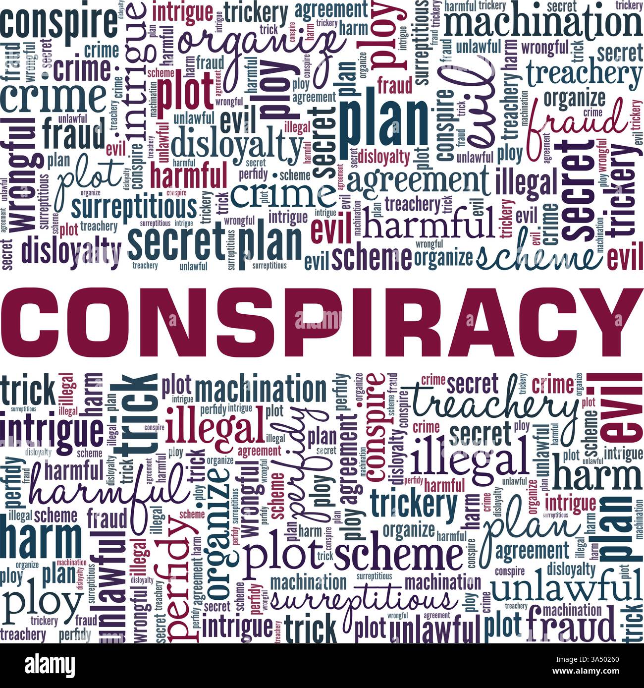 Conspiracy vector illustration word cloud isolated on white background ...