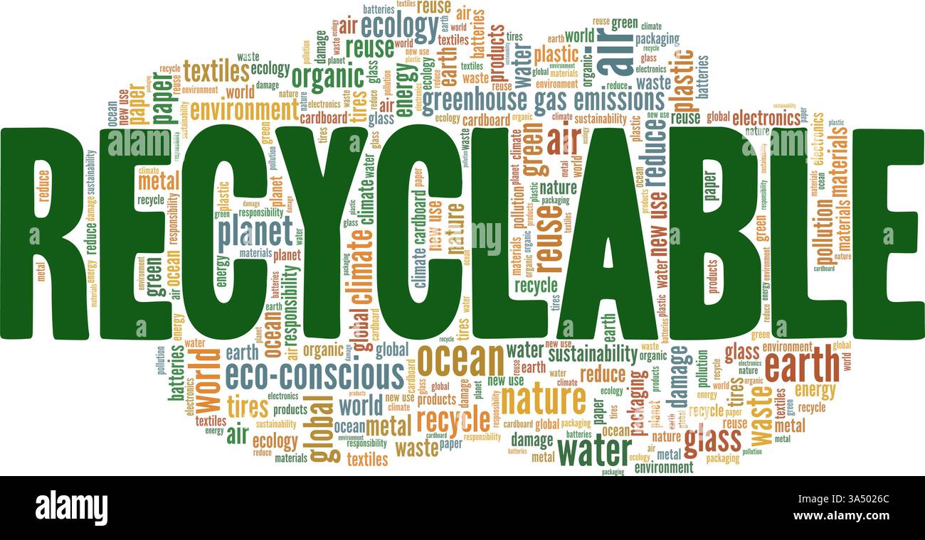 Recyclable vector illustration word cloud isolated on white background ...