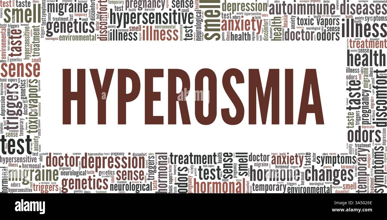 Hyperosmia vector illustration word cloud isolated on white background ...