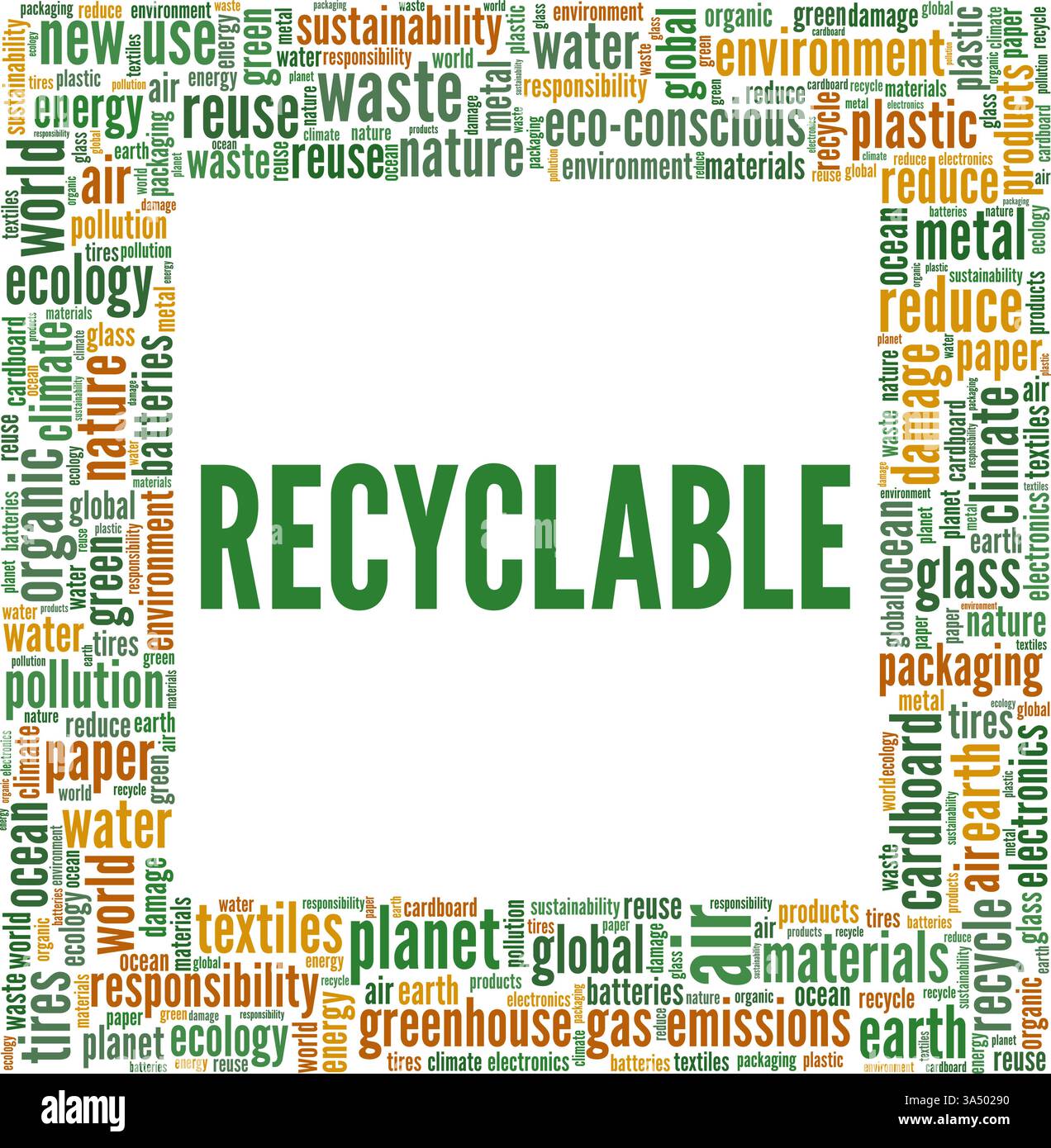 Recyclable vector illustration word cloud isolated on white background ...