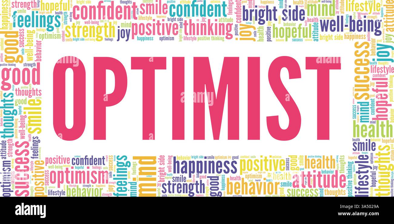 Optimist vector illustration word cloud isolated on white background ...