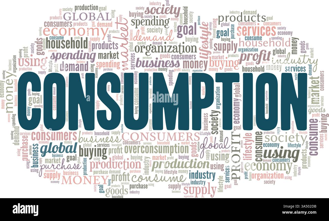 Consumption vector illustration word cloud isolated on white background ...