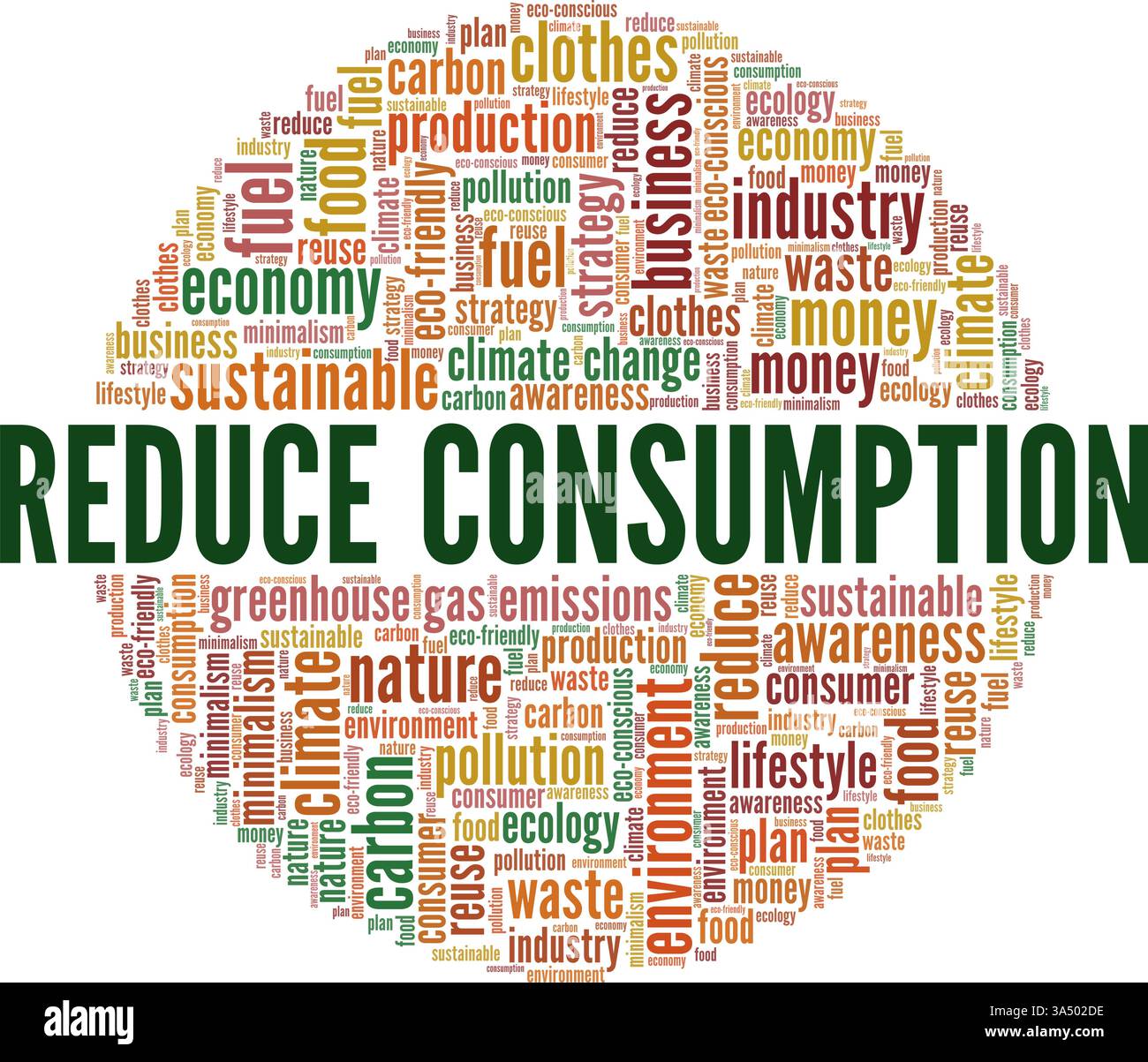 Reduce Consumption vector illustration word cloud isolated on white ...
