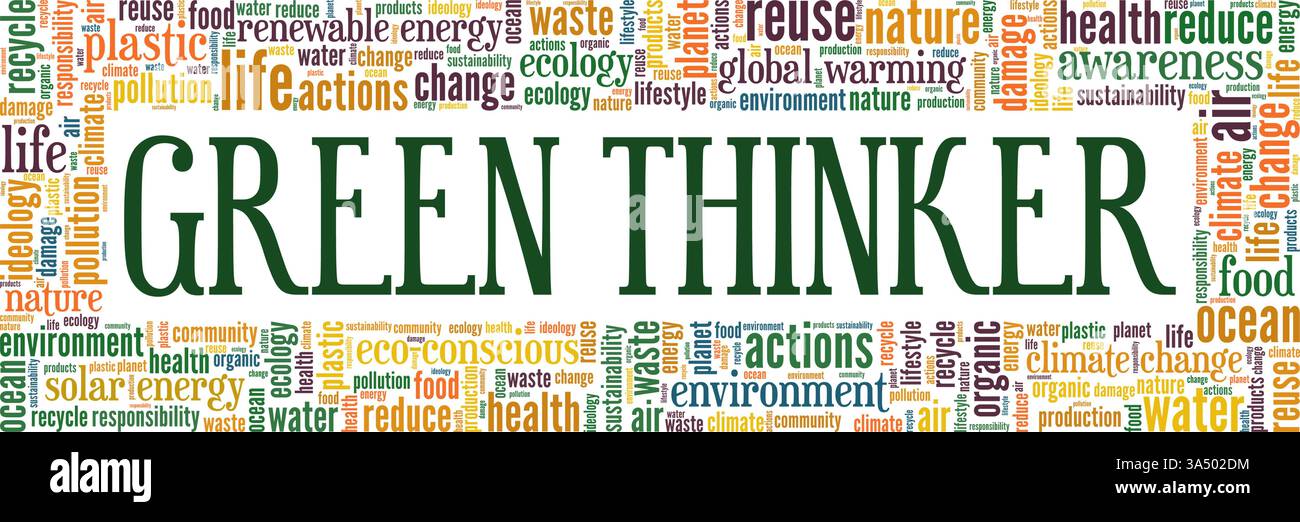 Green Thinker vector illustration word cloud isolated on white ...