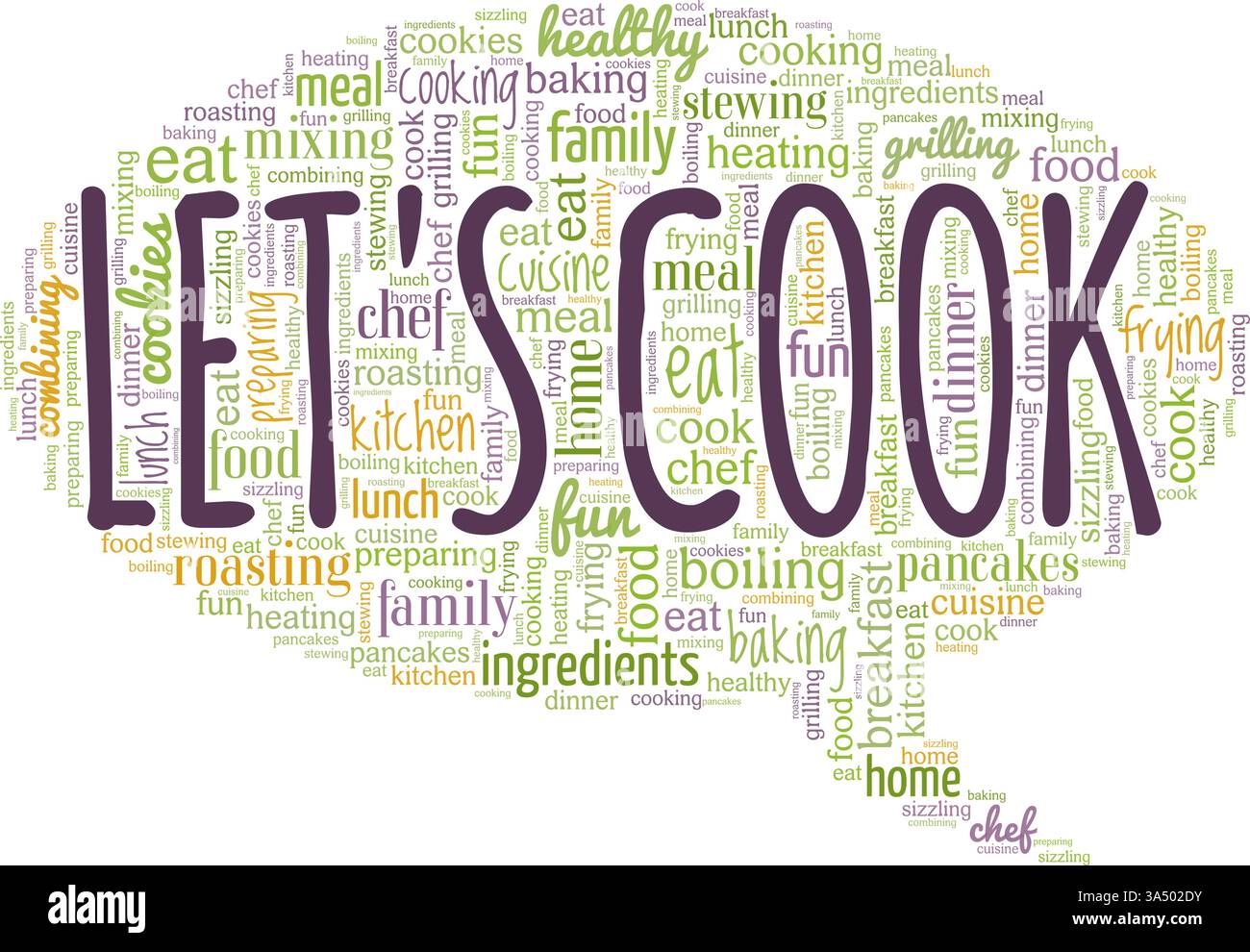Let's Cook vector illustration word cloud isolated on white background ...