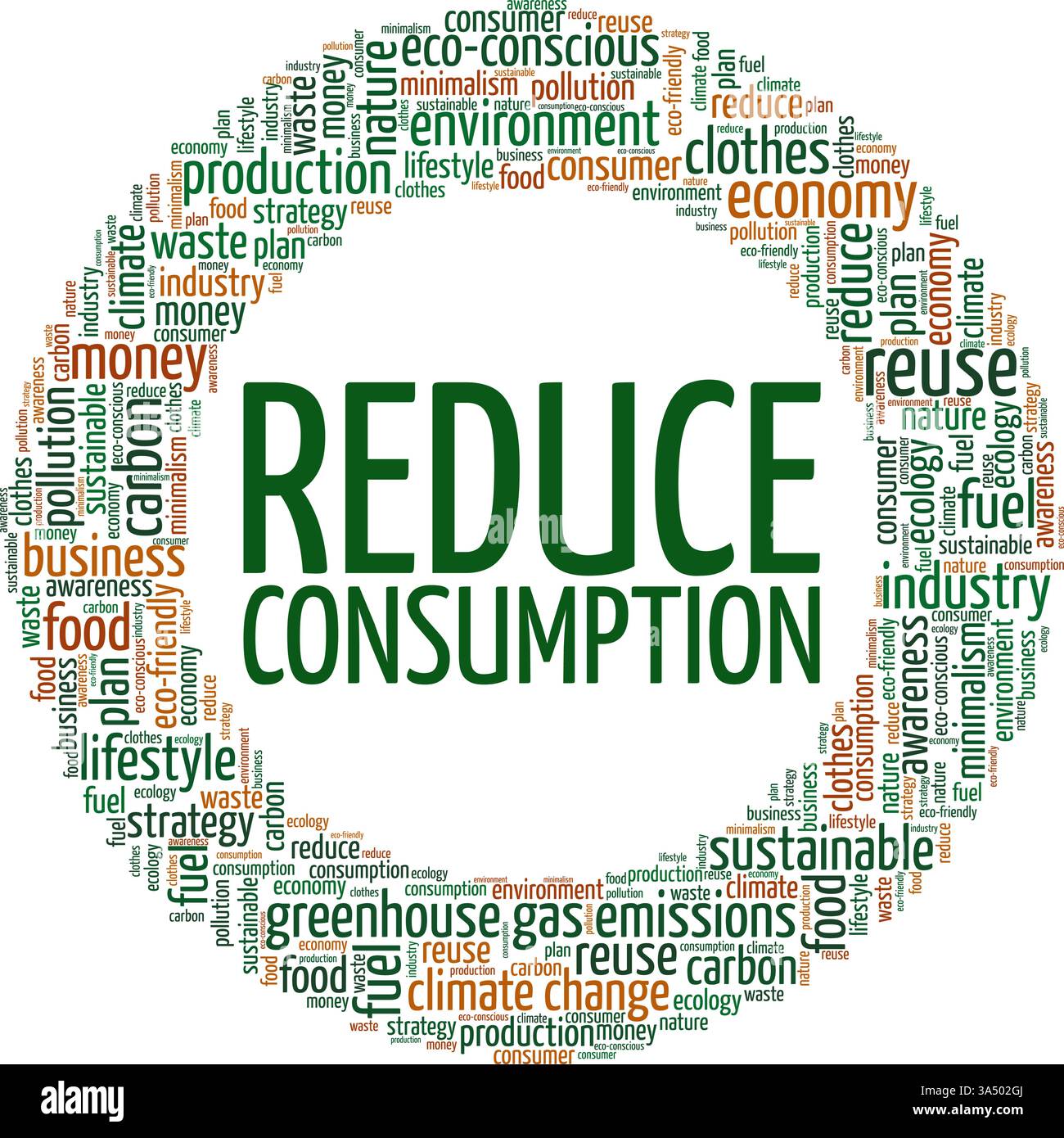 Reduce Consumption vector illustration word cloud isolated on white ...