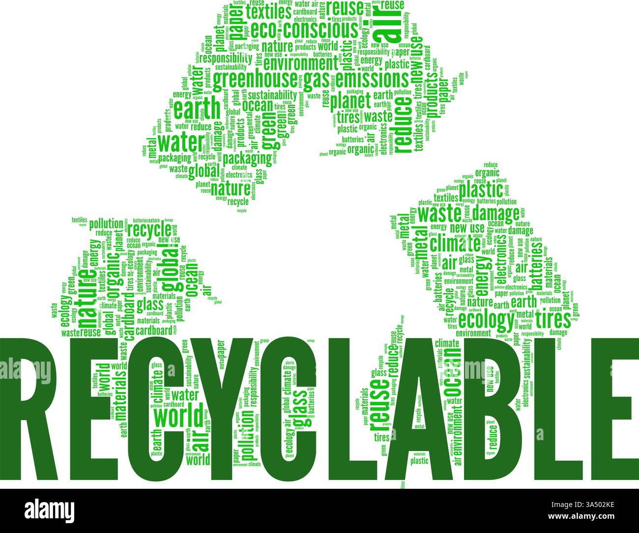 Recyclable vector illustration word cloud isolated on white background ...
