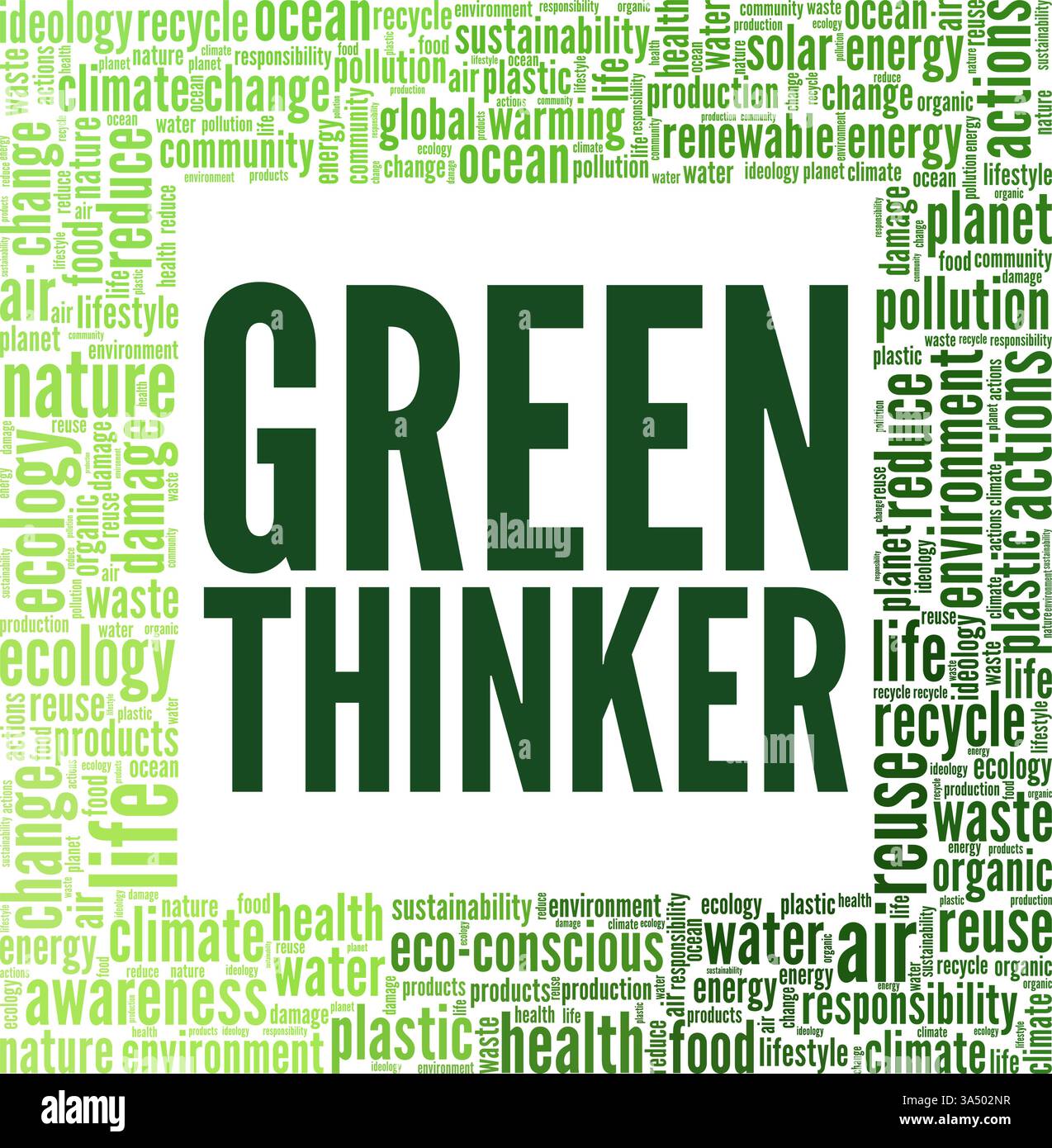 Green Thinker vector illustration word cloud isolated on white ...