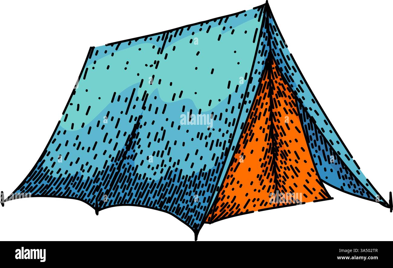 hiking camping tent sketch hand drawn vector Stock Vector Image & Art ...