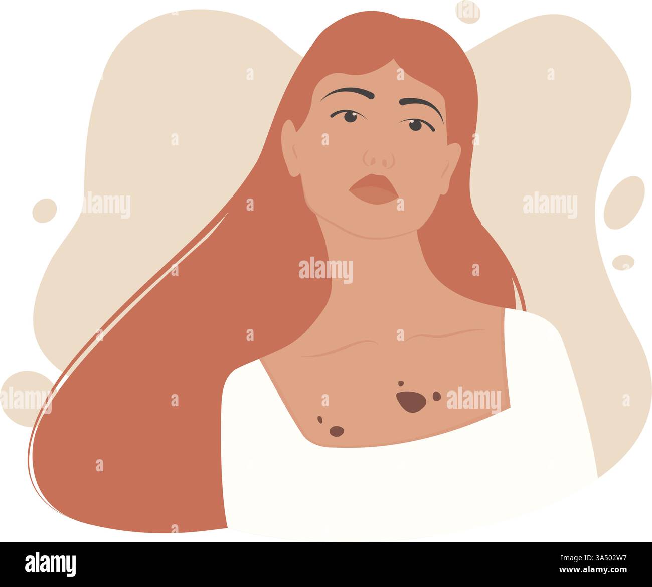 Skin cancer and melanoma woman illustration. Cancer awareness month ...
