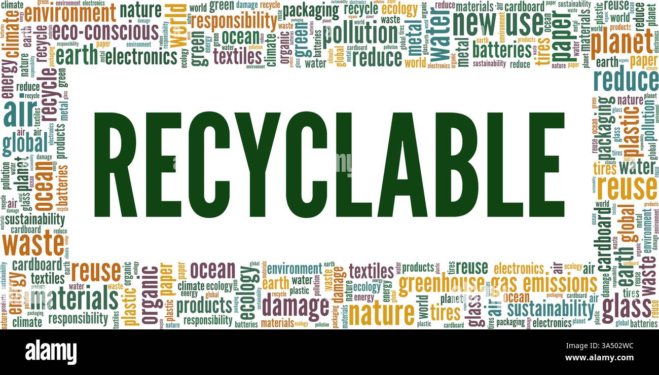 Recyclable vector illustration word cloud isolated on white background ...