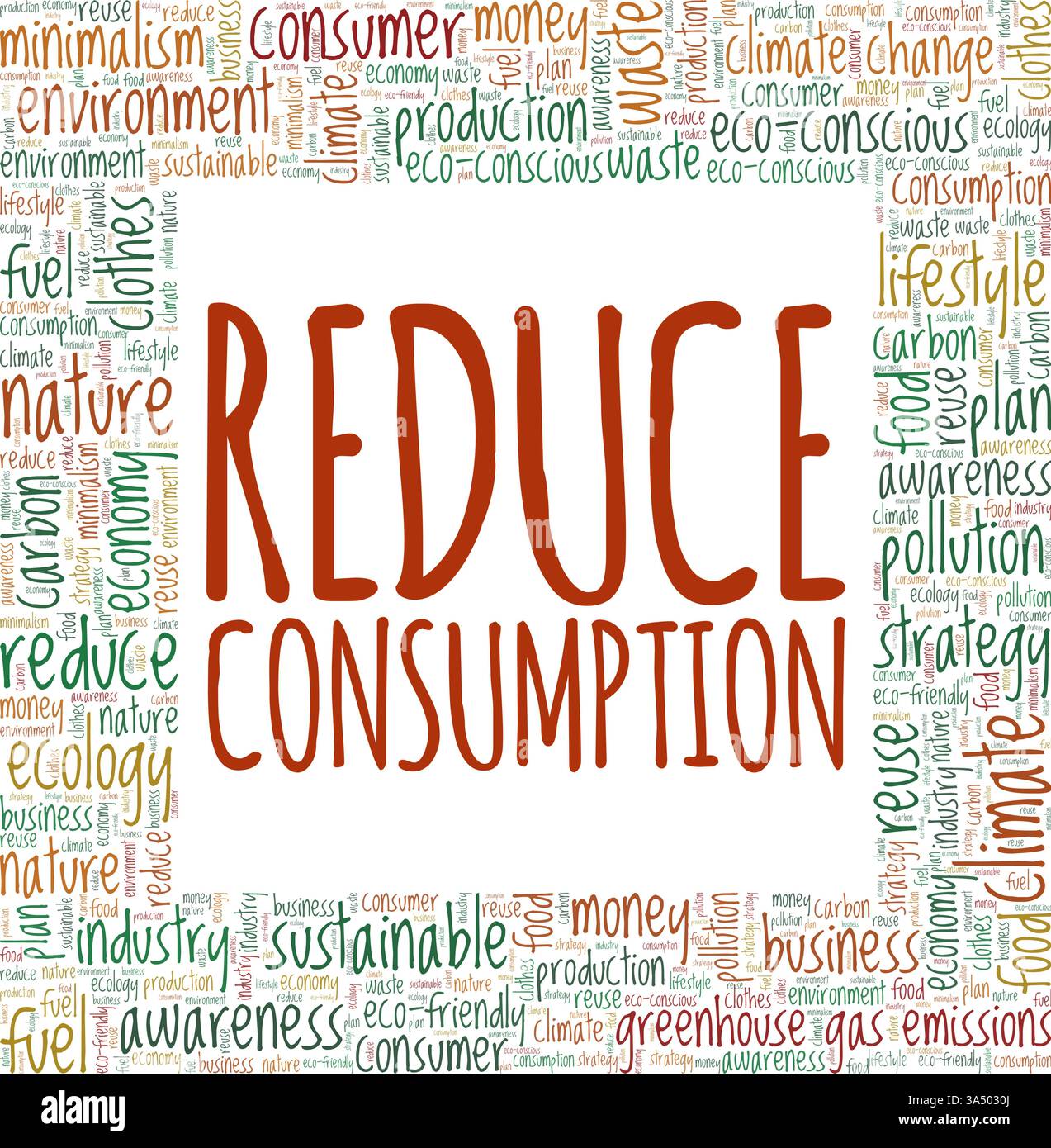 Reduce Consumption vector illustration word cloud isolated on white ...