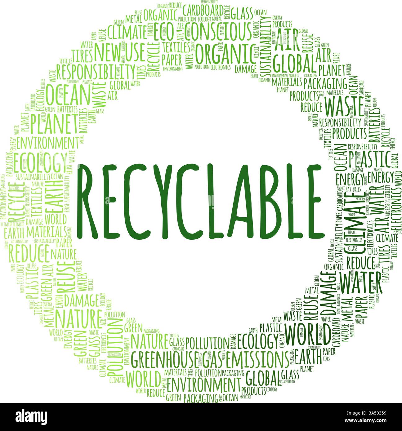 Recyclable vector illustration word cloud isolated on white background ...