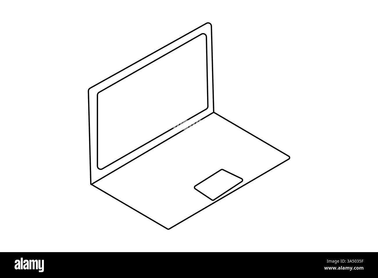 Laptop one line drawing of minimalist vector icon with black and white ...