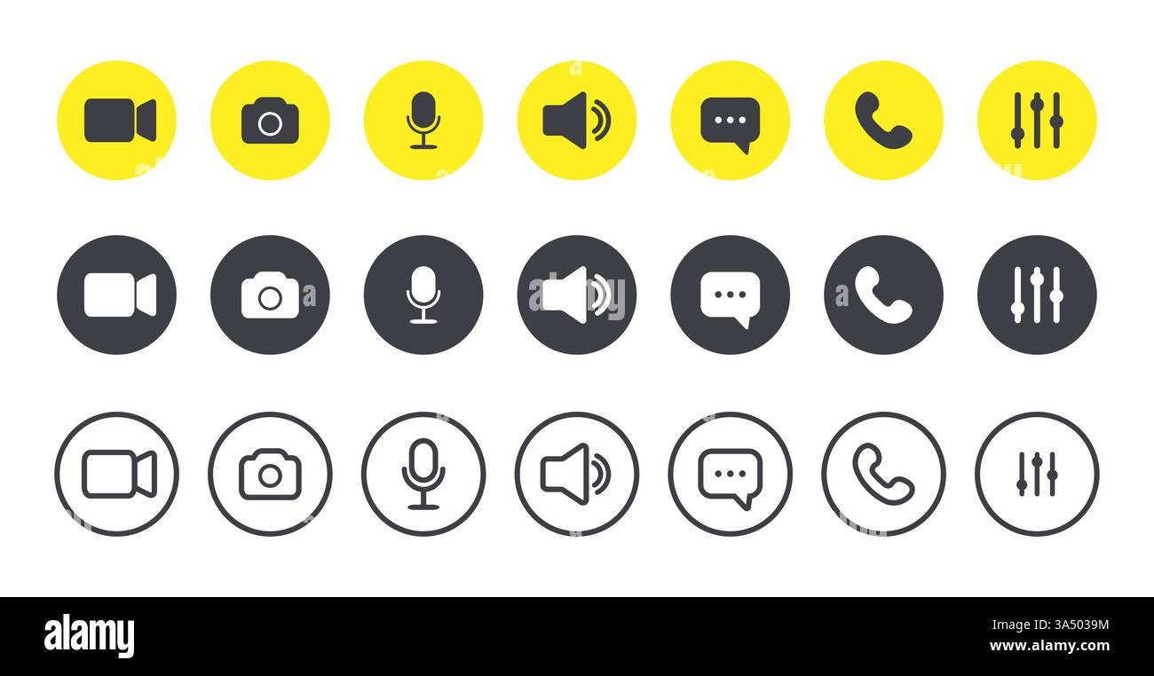Icon Videocall. Collections buttons for video chat interface ...