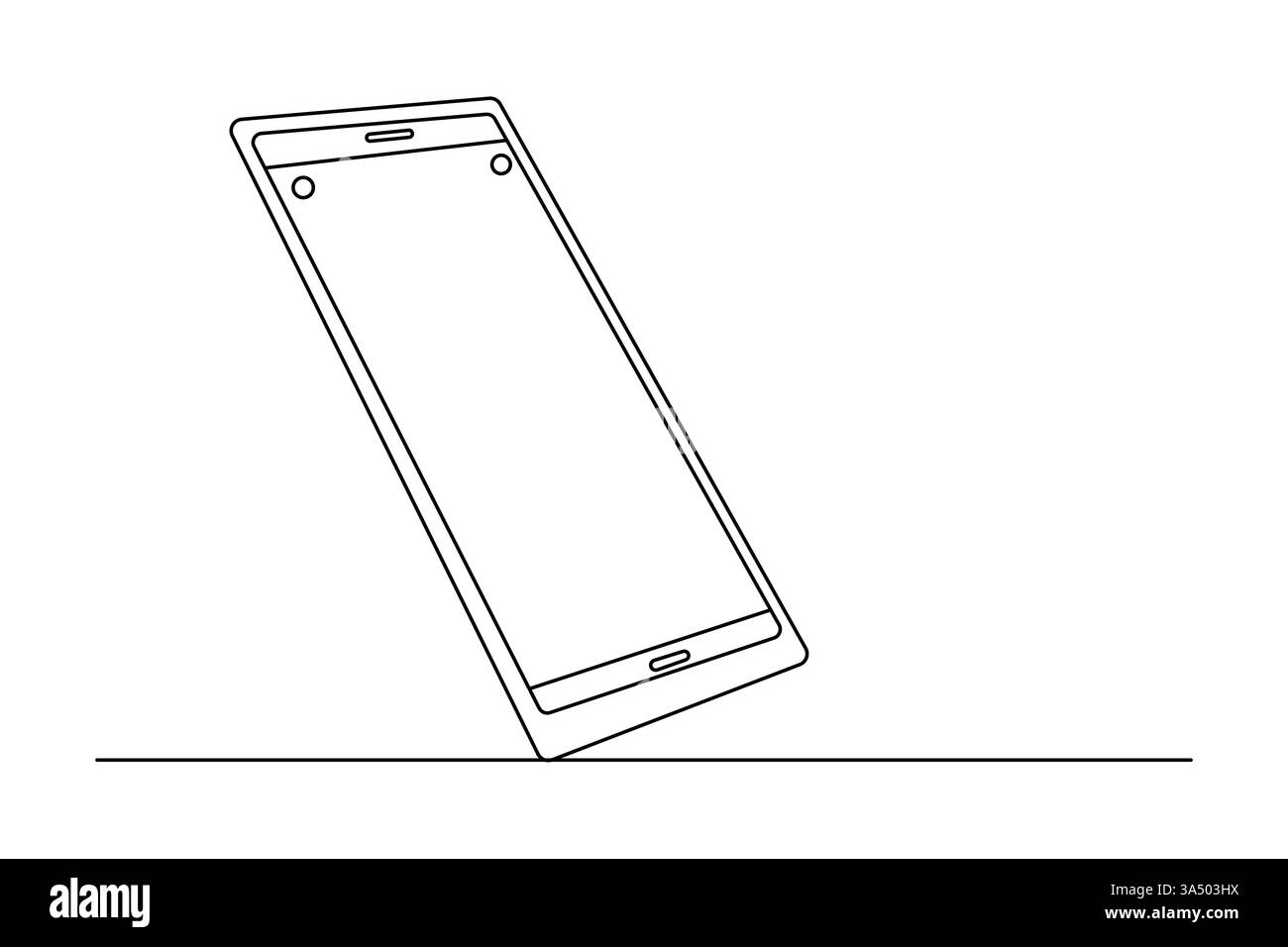 Smartphone continuous single line art and isolated outline vector ...