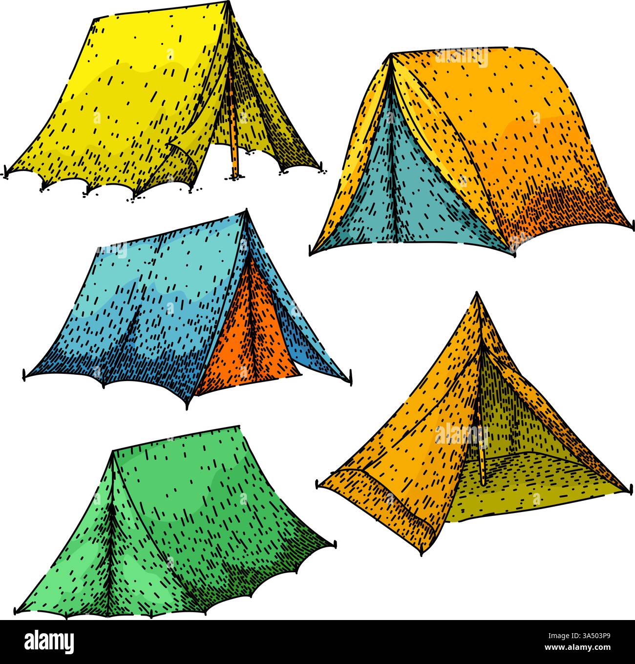 camping tent set sketch hand drawn vector Stock Vector Image & Art - Alamy