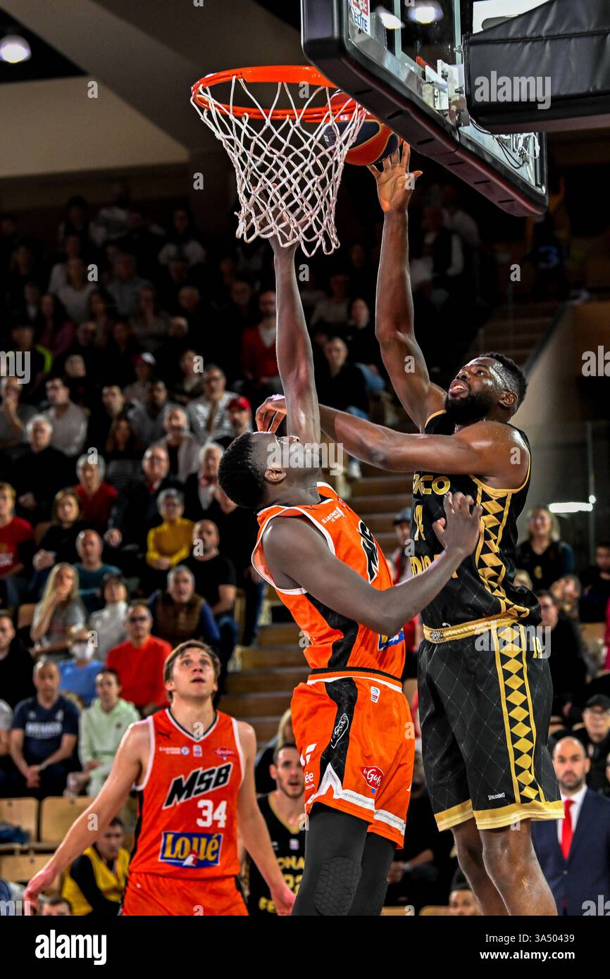 #14 Mam Jaiteh of Monaco and #1 Abdoulaye Ndoye and #34 David Dileo of ...
