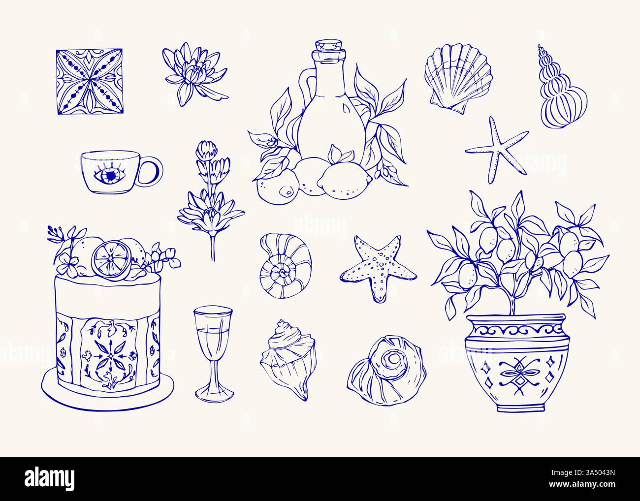 Elegant flower sketches hi-res stock photography and images - Alamy