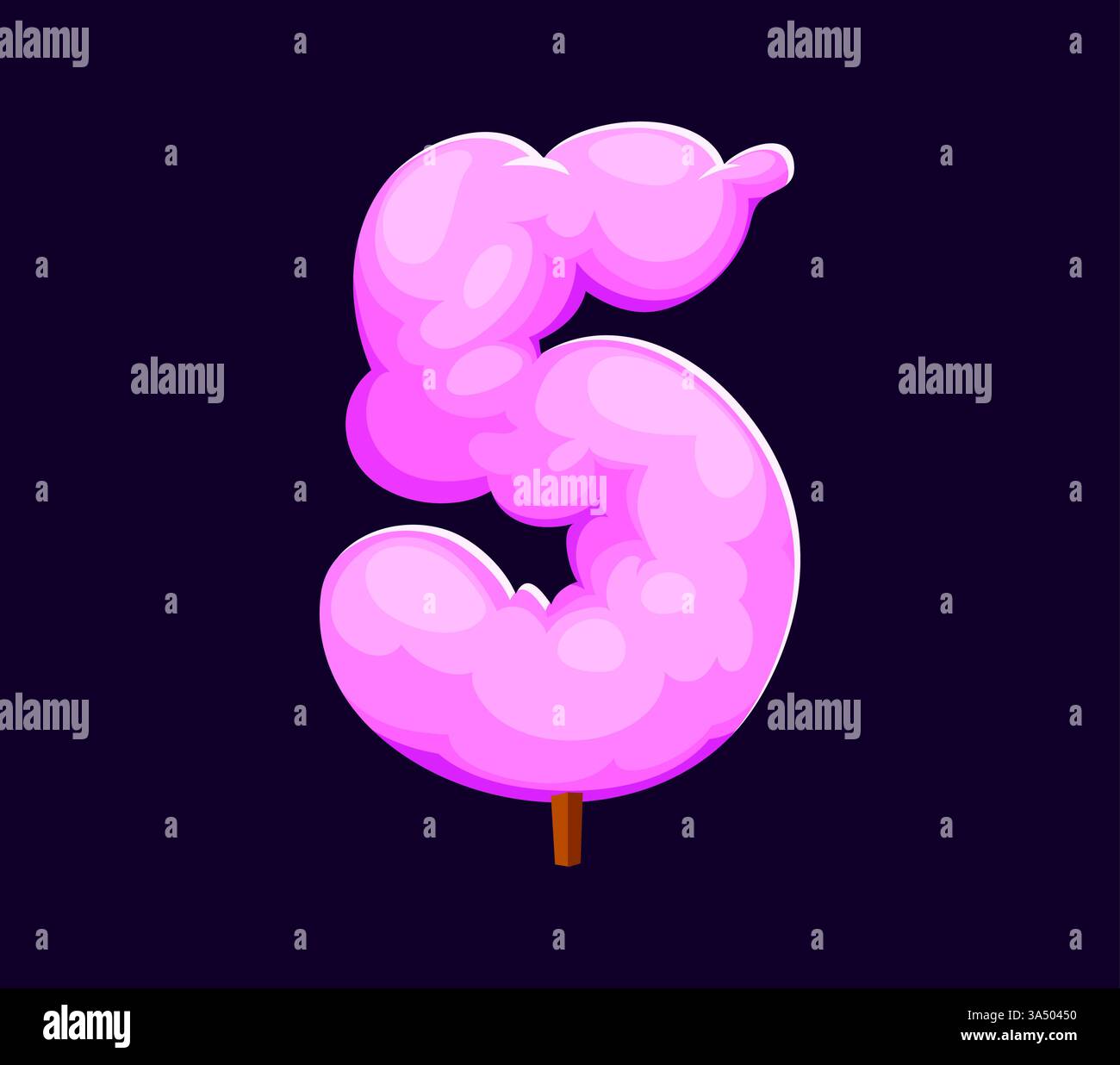 Fast food cotton candy meal cartoon alphabet mathematics font digit 5 ...