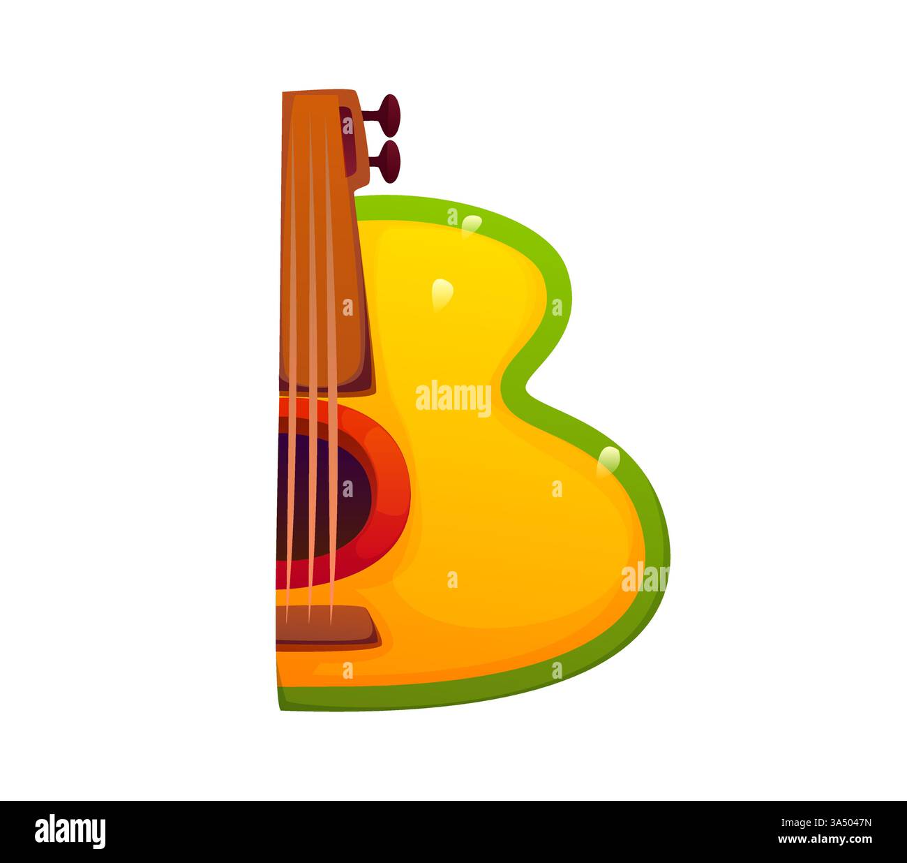 Cartoon Mexican font guitar letter B. Cinco de Mayo festival musical ...