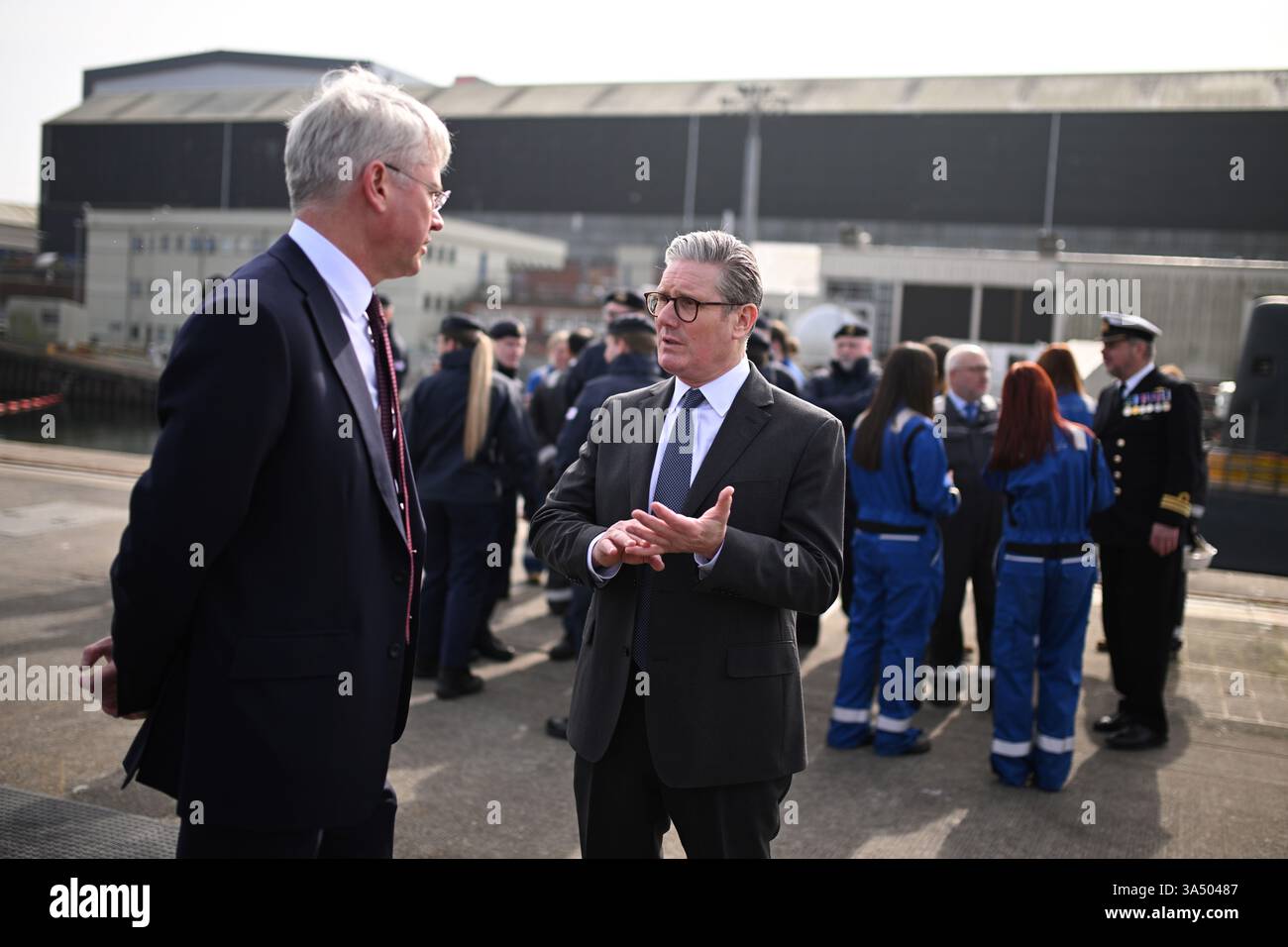 Prime Minister Sir Keir Starmer speaks with CEO of BAE Systems Charles ...