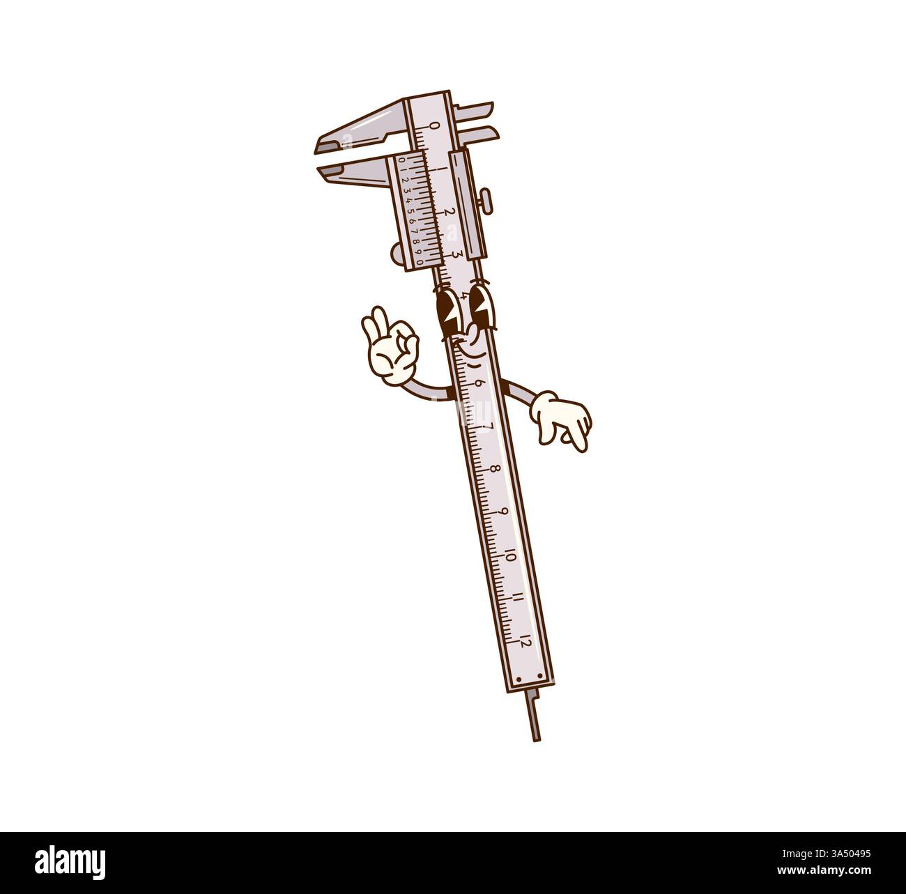 Groovy calipers ruler cartoon character or work tool for construction ...