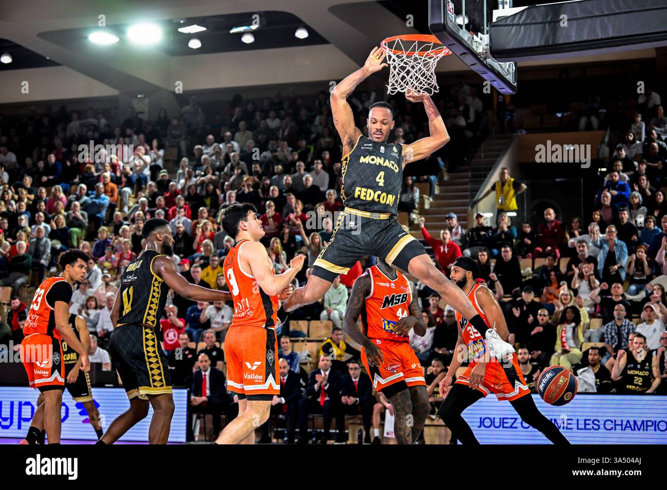 #4 Jaron Blossomgame, #11 Alpha Diallo of Monaco, #35 Tashawn Thomas ...