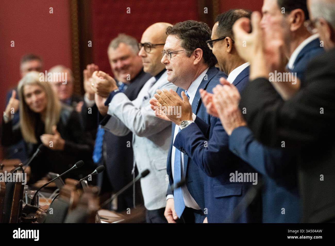 Quebec Minister of Education Bernard Drainville tables Bill 94 during ...