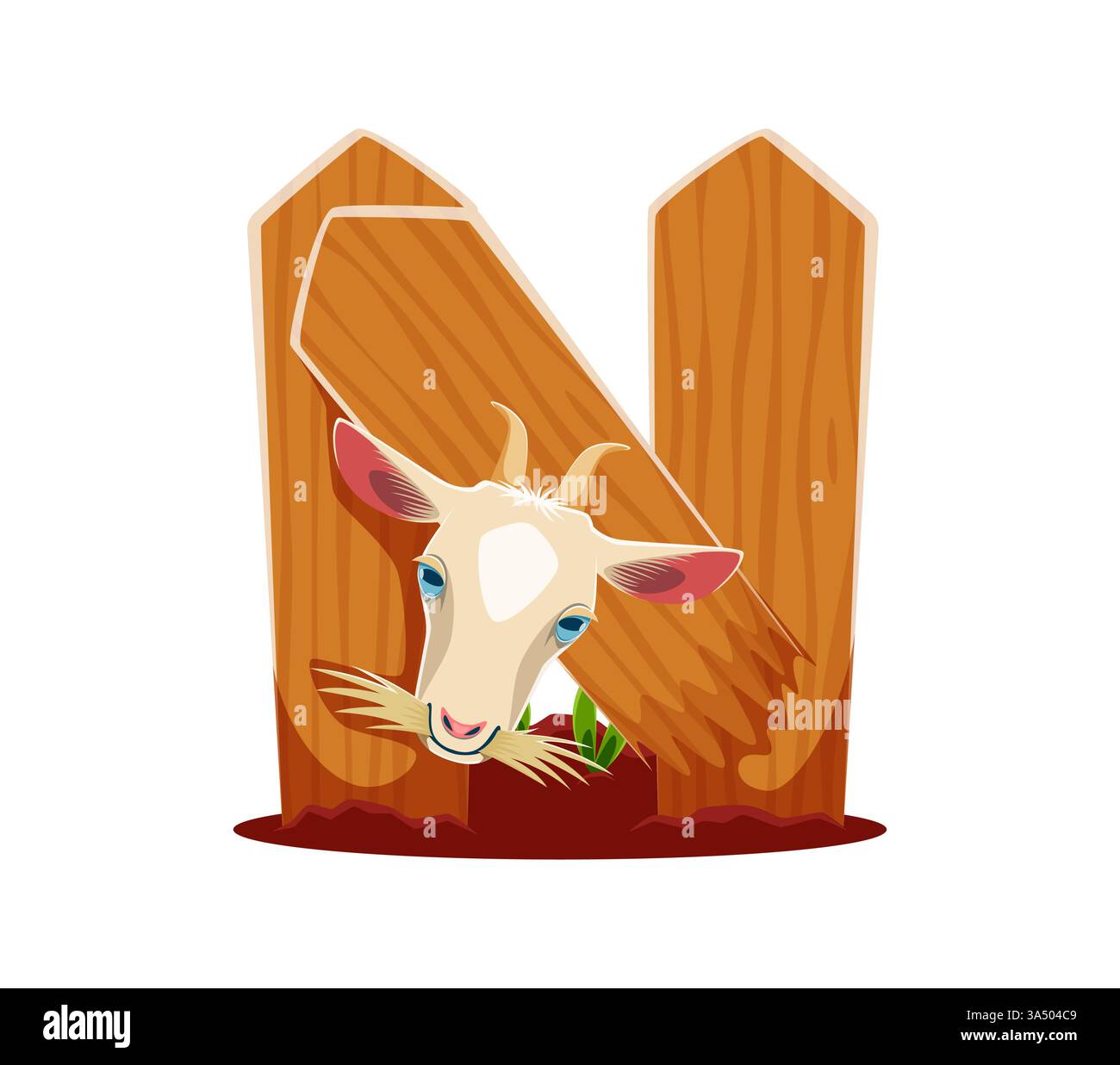 Cartoon farm or font type of funny goat animal, vector English alphabet ...