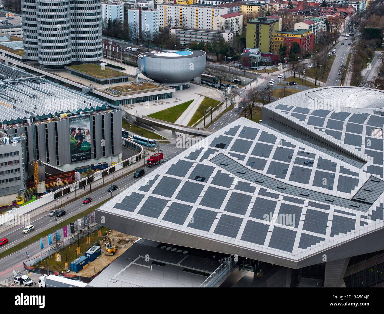 Aerial View of BMW Museum, BMW Welt, and Headquarters in Munich Stock ...