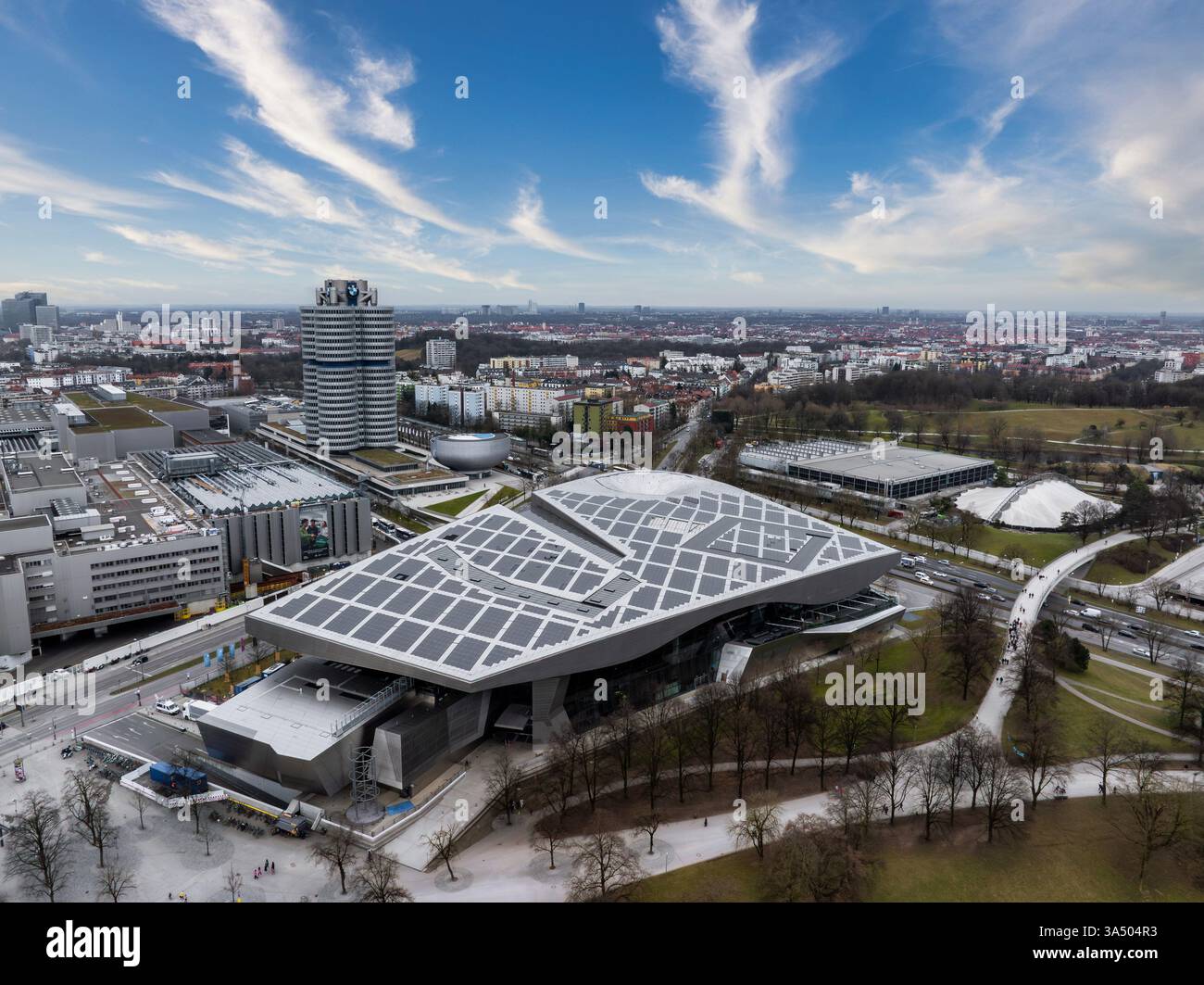 Aerial View of BMW Welt, BMW Museum, and Headquarters in Munich Stock ...