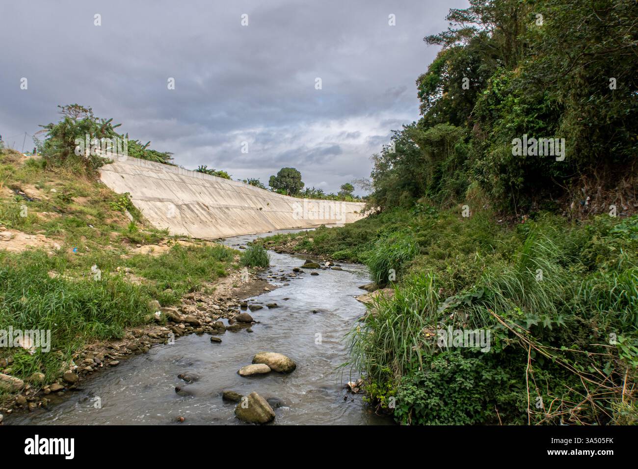 The Ylang Ylang River in Cavite, Philippines, is at a low water level ...