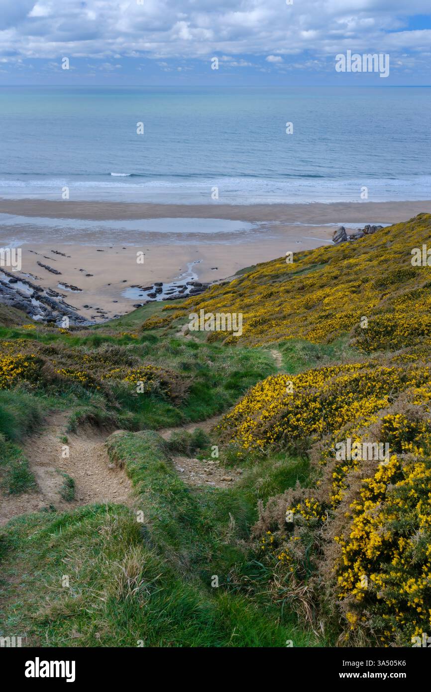 Bude, Cornwall - The South West Coast Path looking down onto the the ...