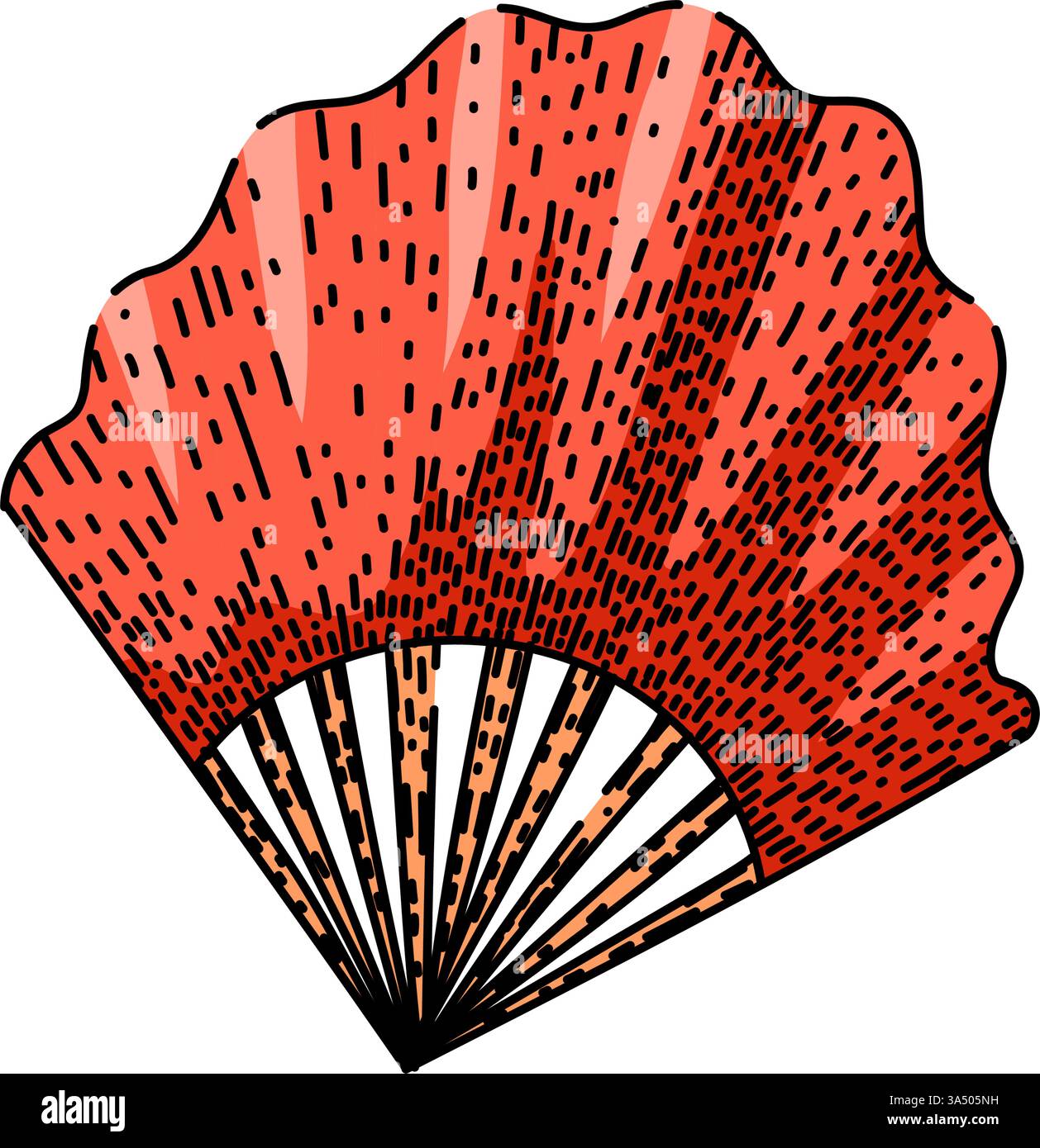 classic old fashioned fan sketch hand drawn vector Stock Vector Image ...