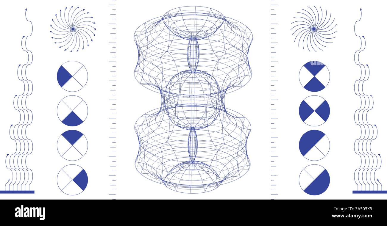 Vector Design Abstract Geometry Depiction Of Interconnected Grids Hyperbolic Surfaces And