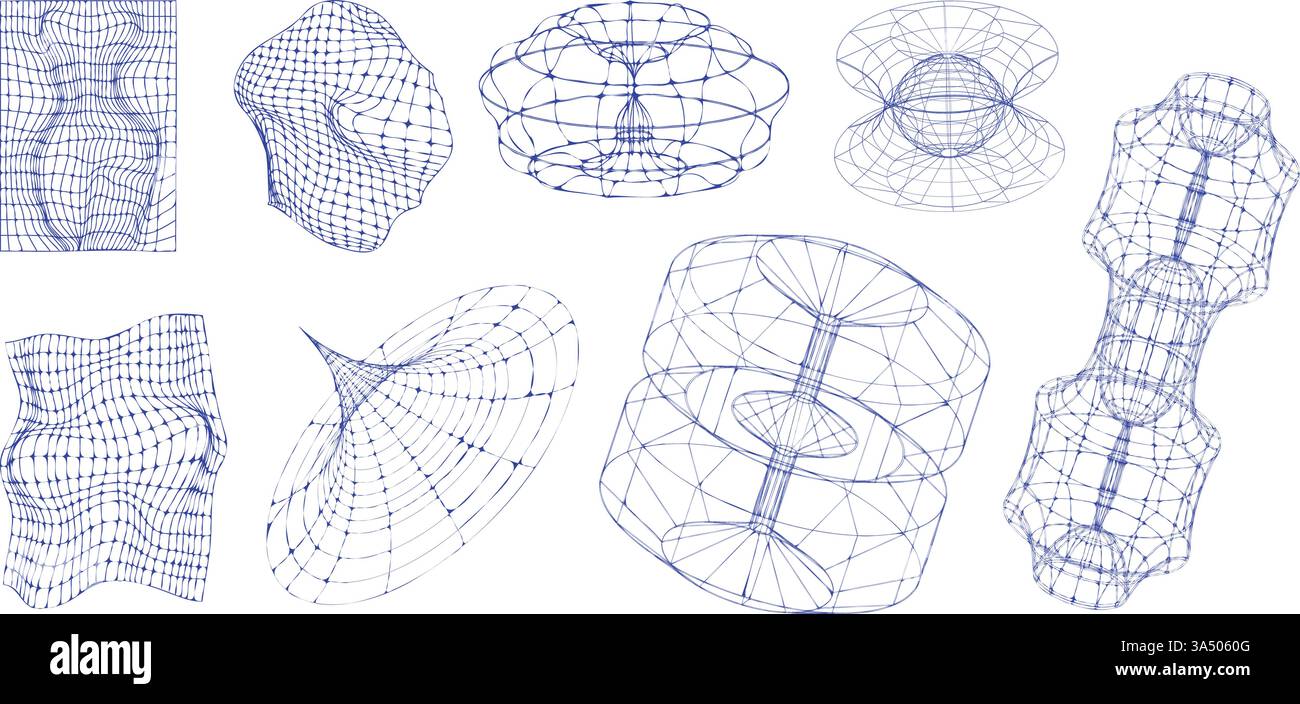 Vector design. Mathematical wireframe structures resembling organic ...