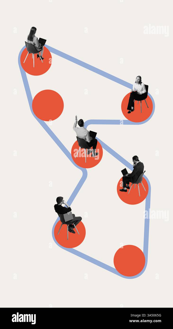 .Remote collaboration. Team working from connected locations ...